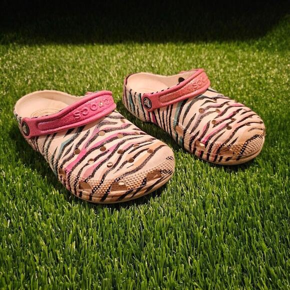 CROCS | Shoes | Crocs Kids Classic Size J Zebra Animal Print Striped ...